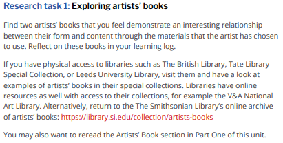 Research Task 1: Exploring Artists books